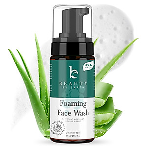 Foaming Face Wash - Cleanser Made with Natural Hydrating Vegan Ingredients for Gentle Cleansing of Sensitive, Dry, Oily, Blemish Prone - Foam Soap Works w/Facial Brush, Best for Men Women & Teens