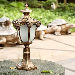 Enlylyog Outdoor Waterproof Column Head Lamp, European Style Outdoor Creative Terrace Villa Home Garden Courtyard Gate Wall Lamp, Hotel Outdoor Garden Lamp