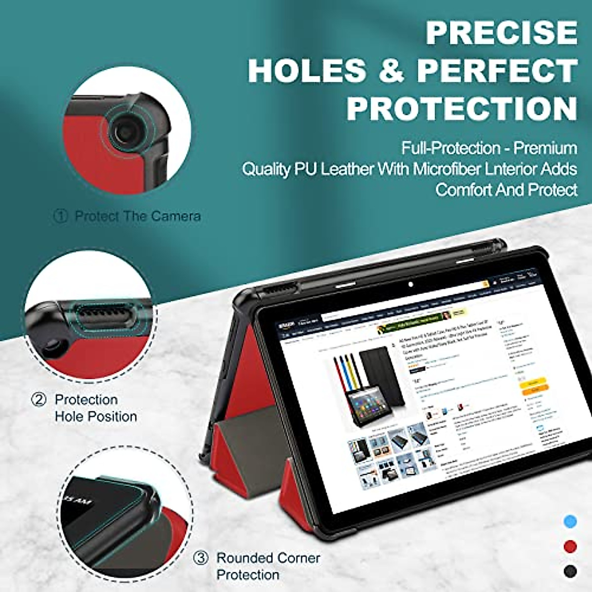 All New Fire HD 8 Tablet Case, Tablet Case Fits Kindle Fire HD 8 & 8 Plus Tablet (8”12th/10th Generation, 2022/2020 Release), Ultra Light Slim Fit Cover, Not Suit Kindle for 2017/2018 Release-Red