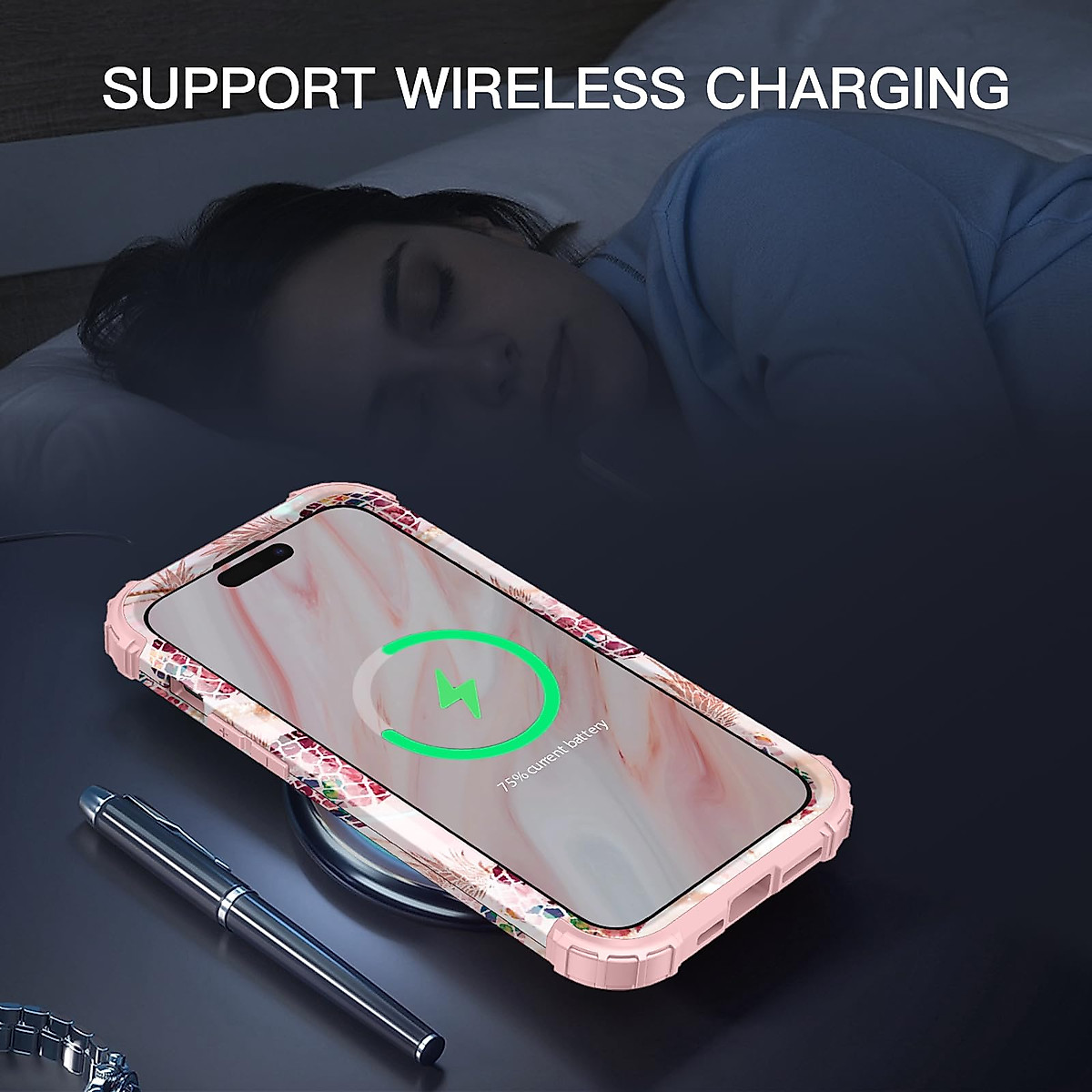 LONTECT for iPhone 14 Pro Max Case Shockproof 3 in 1 Heavy Duty Rugged Durable Protective Cover Hard Plastic Bumper +Soft Silicone Rubber Case for iPhone 14 Pro Max,Pineapple/Rose Gold