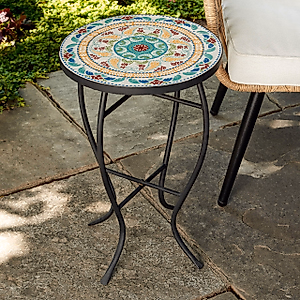 Quality Outdoor Living 29-KY02BL Accent Side Table, Small, Blue