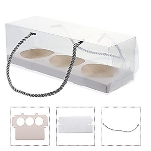 Cabilock Bakery 10PCS Cupcake Boxes Cupcake Carrier With Window Handle 3 Holes Cupcake Boxes Cupcake Containers for Cookies Muffins Treats and Cookies for Graduation Birthday Gifts Mini Cake Boxes