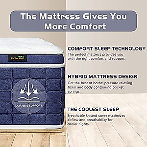 AICEHOME 10 Inch Innerspring Hybrid Mattress and Individual Pocket Springs,Queen Bed in a Box with Breathable Soft Knitted Fabric Cover for Pressure Relief