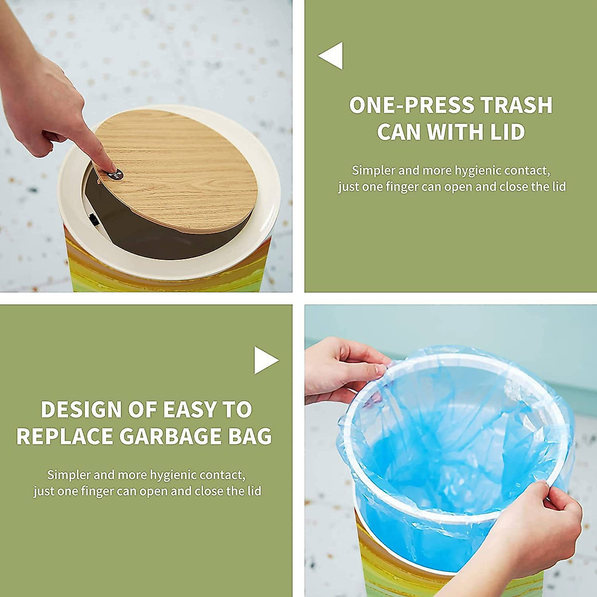 LGCZNWDFHTZ Small Trash Can with Lid for Bathroom Kitchen Office Diaper Rainbow line Abstract Luxury Composition Inkscapes Watercolour Bedroom Garbage Trash Bin Dog Proof Waste Basket Cute Decorative