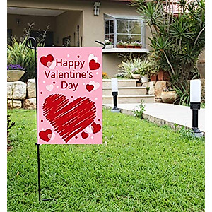 Happy Valentine Garden Flag Double Sided 12 X 18 Inch, Valentines Day Decorations for Garden Valentines Day Party Supplies