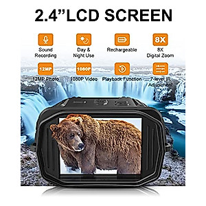 Night Vision Goggles, Mini Night Vision Binoculars with 8X Digital Zoom, Infrared Binoculars for 100% Darkness, 1080P Night Vision Goggles Military Tactical, IP54, Anti-Shake, Video & Audio Recording