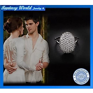 Genuine Silver Twilight Bella Swan Wedding Ring, 925 Sterling Silver, Women's Ring Micro Pavé Zircon Ring with a Jewelry Heart Box, Breaking Dawn Bella Swan engagement ring (7)