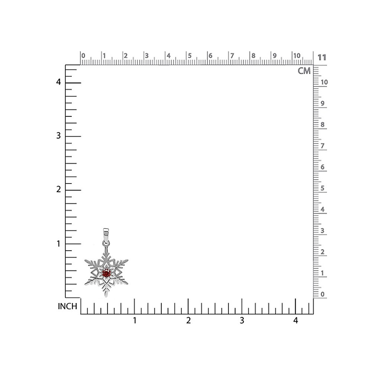 Silvershake Garnet Red Cubic Zirconia 925 Sterling Silver Snowflake Pendant with 18 Inch Chain Necklace