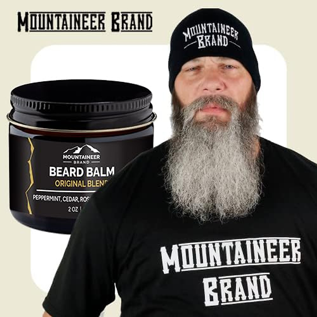 Mountaineer Brand Beard Balm for Men | All Natural Leave-In Conditioner to Moisturize Dry Itchy Skin | Beard Butter Hydrates, Softens and Tames Flyaway Hair | Adds Shine | Original Scent 2oz