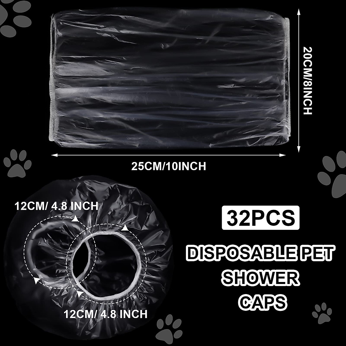 Weewooday 32 Pieces Disposable Pet Shower Caps Plastic Dog Ear Covers for Bathing Dogs Ear Drops Cap Guard Transparent Overhanging Ears Protection for Puppy Kitten Small Pets Bath Shower Rain Water