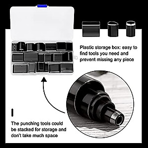 Ftyiwu 52 Shapes Style Leather Hollow Cutter Punch Tools, Leather Hole Punch Tools Set with Leather Cutter Punch and a Leather Carving Hammer, Leather Punch Cutter Tools for Handmade Leather Craft