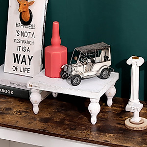 Elynice Wood Tray - 12 x 9 x 5.5in Farmhouse Decor Display Stand, Kitchen Counter Tray, Rustic Coffee Bar Decor (Linen White, 220lb Capacity, 2.61lbs)