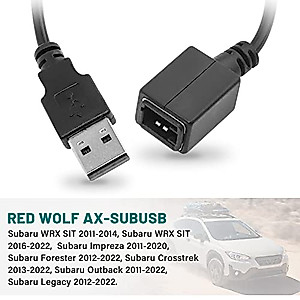 RED WOLF Car Radio Factory USB Port Retention Cable Wiring Harness Fit for 2011-2022 Subaru WRX Impreza Forester Outback Retain OE USB Wire Adapter Install Aftermarket Stereo Head Unit 4 Pin Input