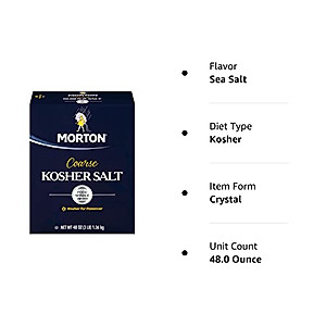 Morton Salt Kosher Salt, Coarse, Food Service, 48 Ounce, Packaging May Vary