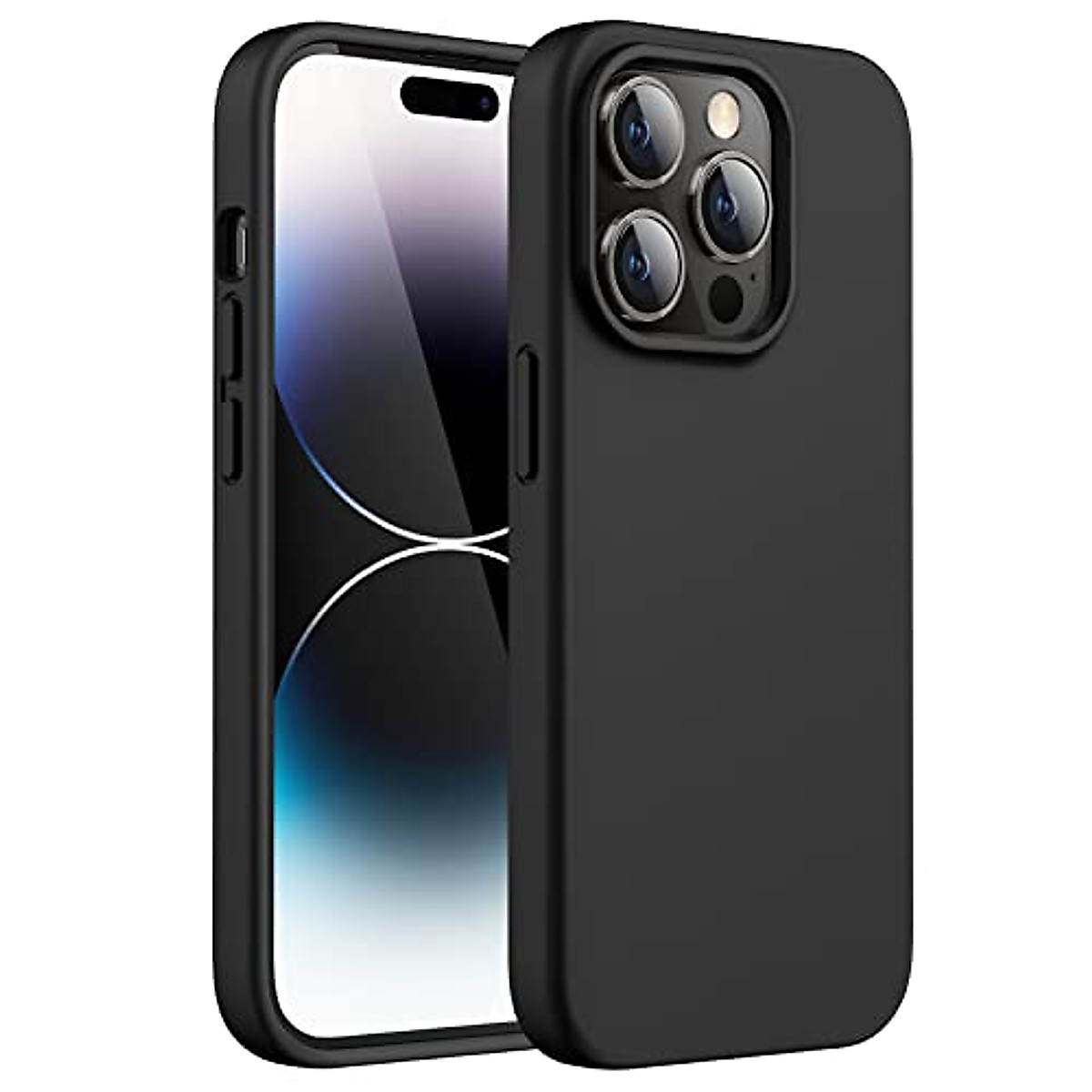 JETech Silicone Case for iPhone 14 Pro Max 6.7-Inch (NOT for iPhone 14 Pro 6.1-Inch), Silky-Soft Touch Full-Body Protective Phone Case, Shockproof Cover with Microfiber Lining (Black)