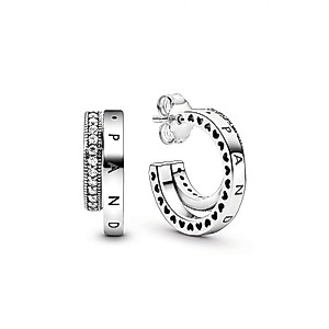 Pandora Pavé Double Hoop Earrings 299056C01, No Box
