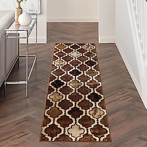 Superior Witland Modern Trellis Indoor Area Rug with Jute Backing Decor for Bedroom, Office, Living Room, Entryway, Vintage Tribal Area Rugs Viking Collection, 2' 7" x 8', Brown
