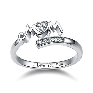 YFN 925 Sterling Silver Mom Rings Mothers Ring Women Jewelry Mothers Day Gifts for Mum (7)