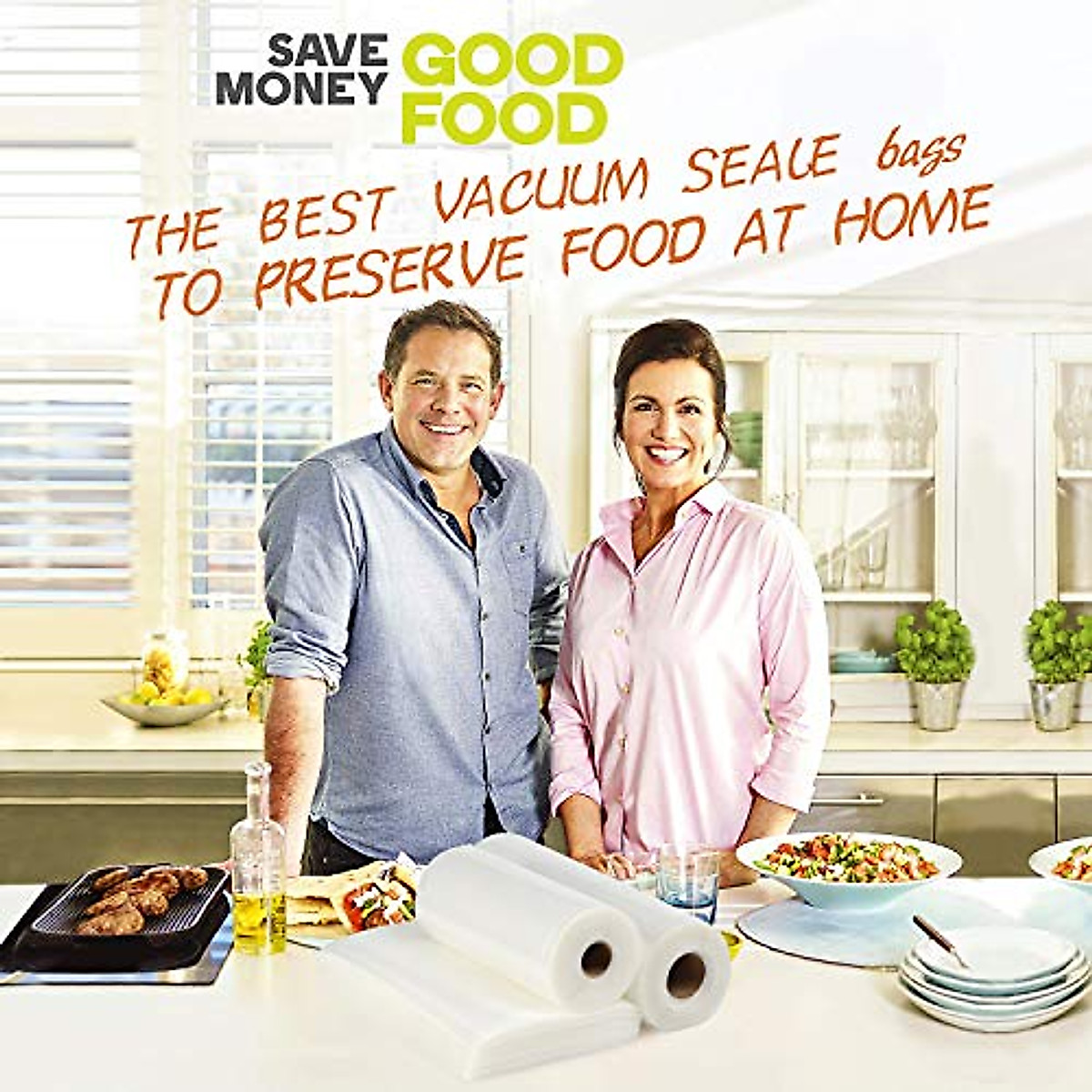 Geniusidea 11" x 50' 2 Rolls Vacuum Sealer Bags for Food Saver (100ft) Seal a Meal Commercial Grade Bags BPA Free Heavy Duty Great for Vac Storage Meal Prep or Sous Vide, White