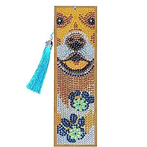 Diamond Painting Bookmark Set Tassel Bookmark Art Craft 5D Shaped Crystal Rhinestone Bookmark Children Adult Beginner Student Gift Diamond Painting Adult Number Kit (Dog)