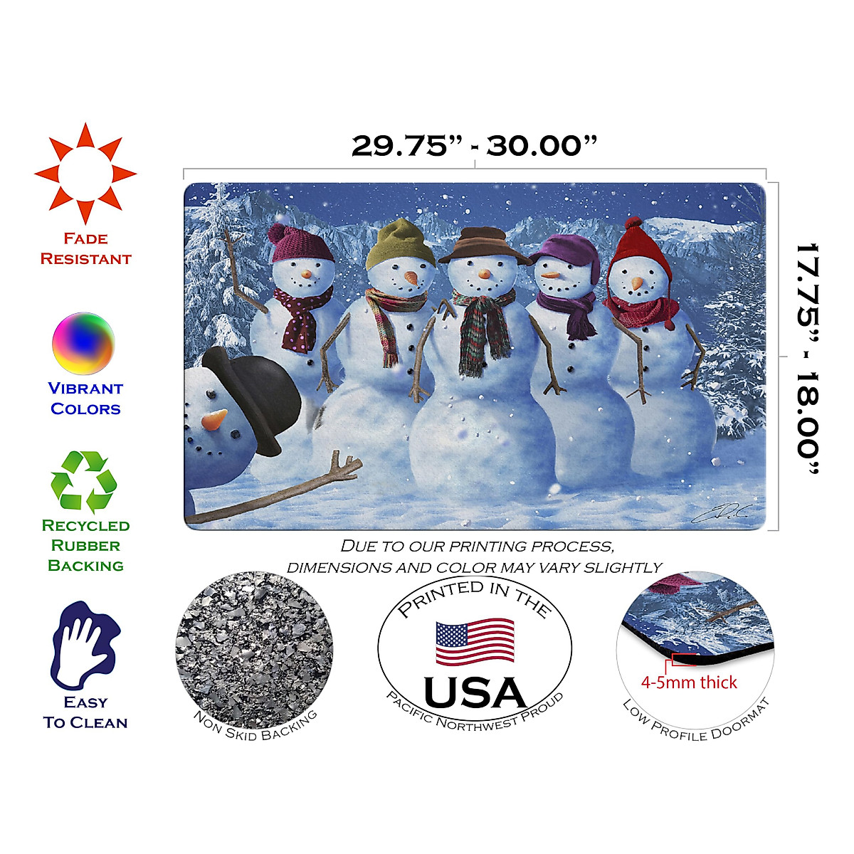 Toland Home Garden 800302 Snowman Photobomb Winter Door Mat 18x30 Inch Outdoor Doormat for Entryway Indoor Entrance