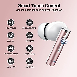Lekaby Ear Buds Wireless Earbuds Bluetooth, 2023 New Bluetooth 5.3 in-Ear Headphones HiFi Stereo with 4 ENC Mic, 40Hrs Earbuds with LED Display, IP7 Waterproof Earphones for Phone Laptop TV (Pink)