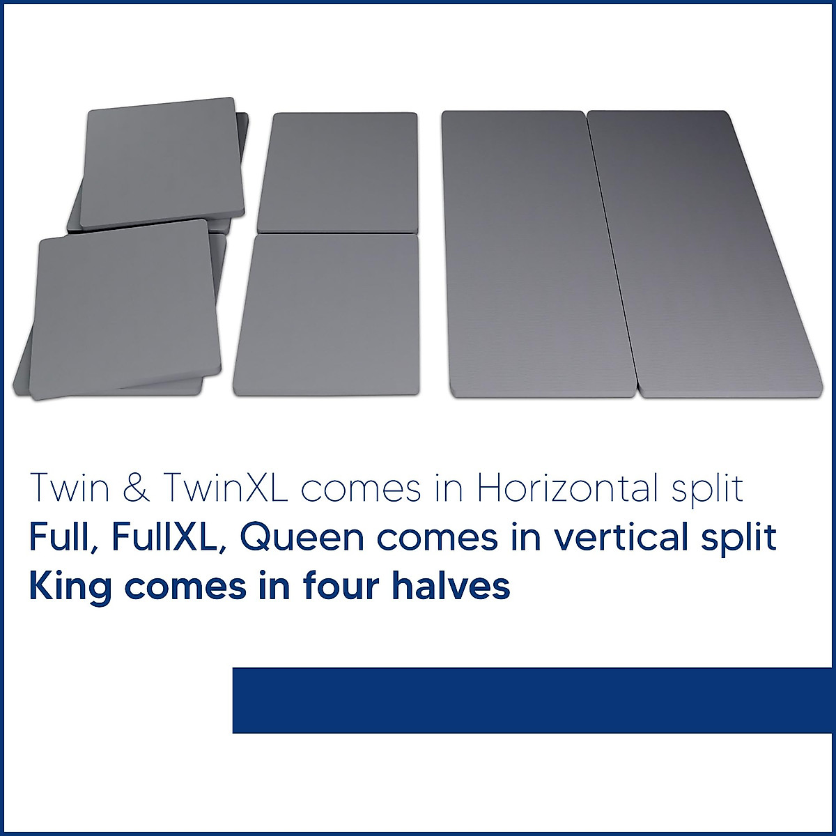 Continental Sleep, 1.5-Inch Split Fully Assembled Bunkie Board for Mattress/Bed Support, King, Grey.