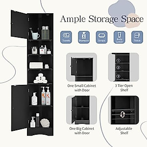 Merax Corner Cabinet Freestanding Floor Bathroom Storage Space Saver with Doors and Adjustable Shelves for Home, Kitchen, Tall Slim