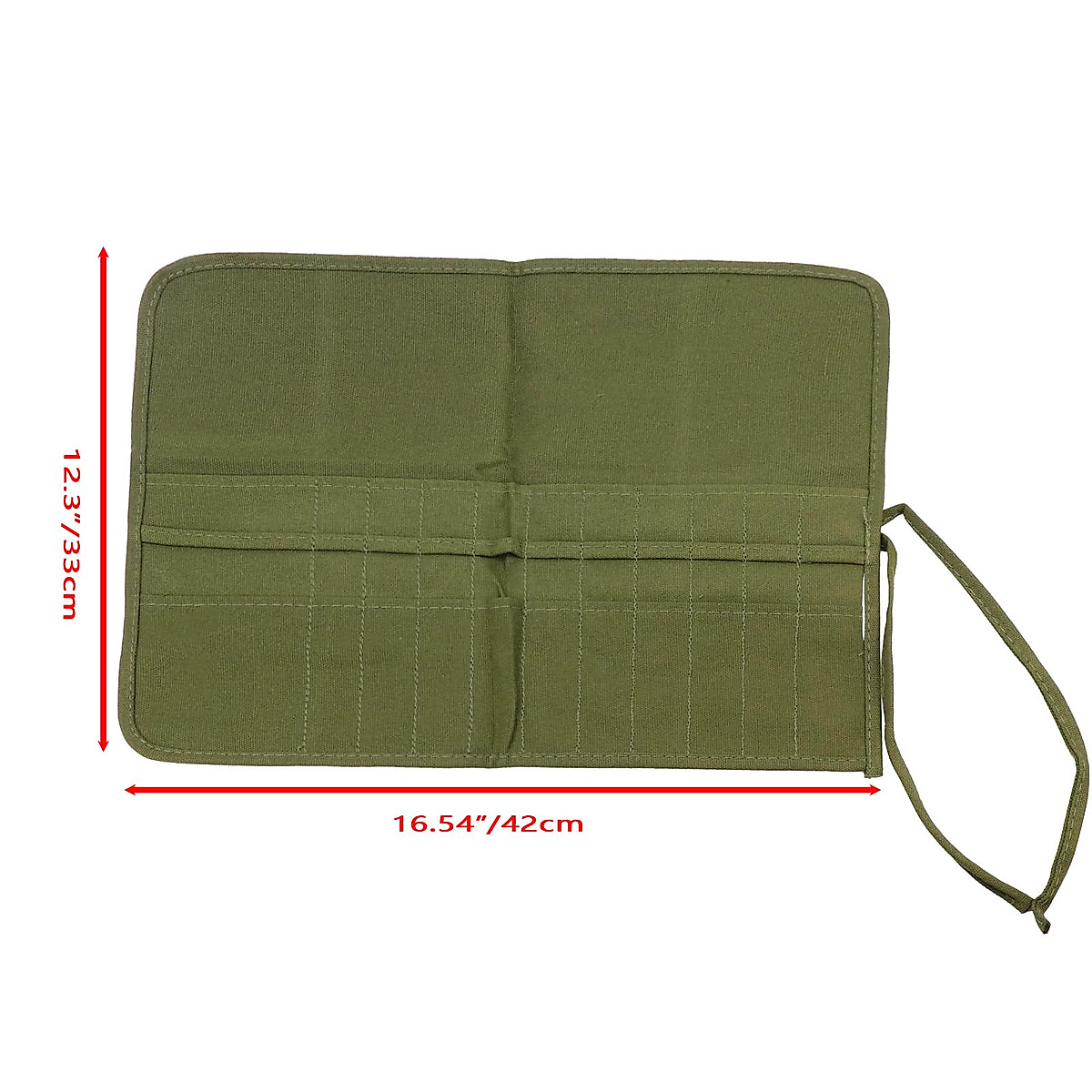Pufguy Green Paint Brush Holder Roll up Pouch 22 Slots Paint Brush Holder Artist Paint Brush Roll up Bag Holder Canvas Pouch Case,16.54" L x 12.3" W