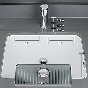 Naikit's Small (14 inch) Grey Silicone Kitchen Sink mat Splash Guard is a Great Water drip Catcher and Counter Protector for bathrooms RVs, and farmhouses. Measure Faucet Base Before Purchase.