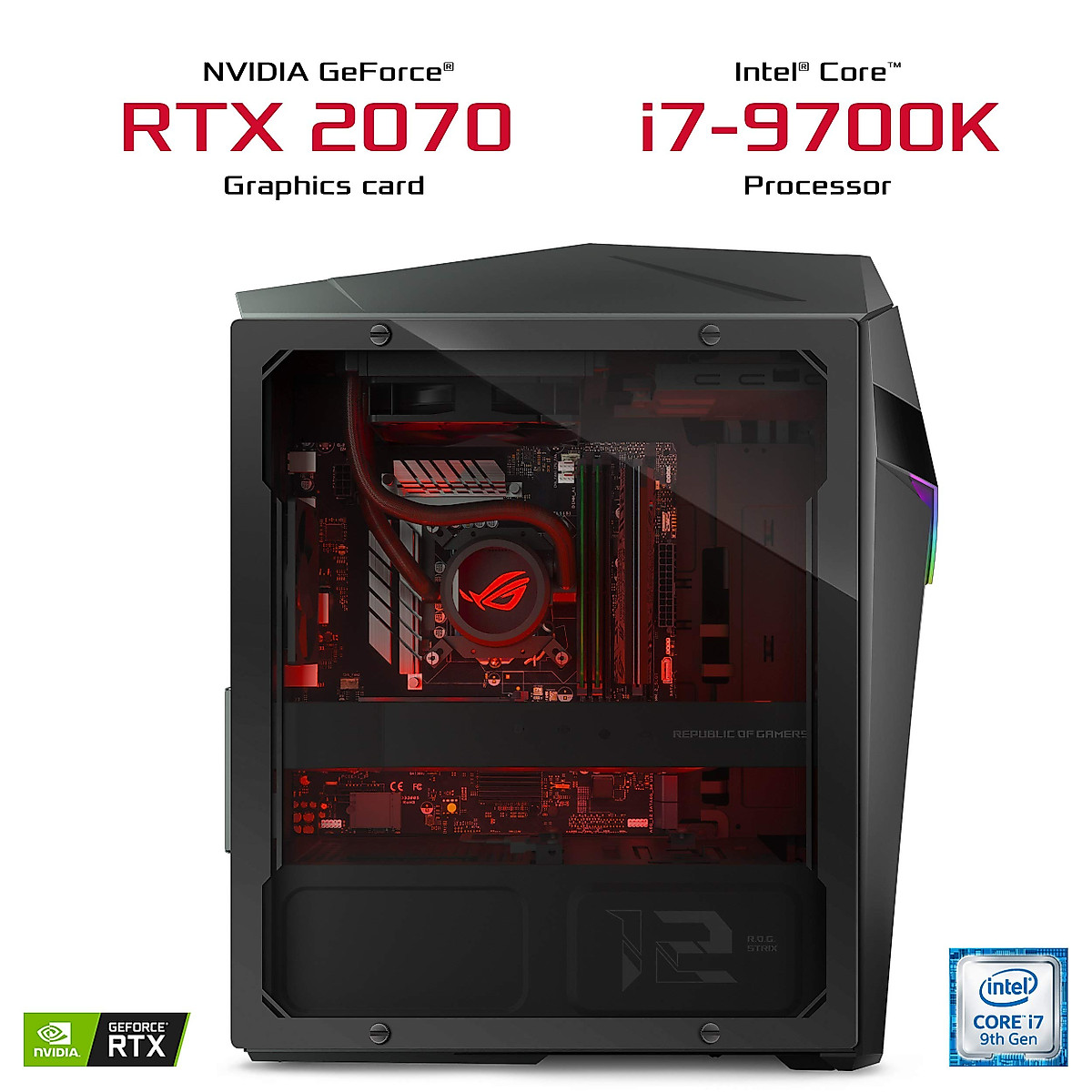 ROG Strix GL12 Gaming Desktop, Overclocked 9th Gen 8-Core Intel Core i7-9700K, NVIDIA GeForce RTX 2070 8GB, 16GB DDR4 RAM, 1TB M.2 SSD, Windows 10 Pro, Iron Grey, GL12CX-XB771