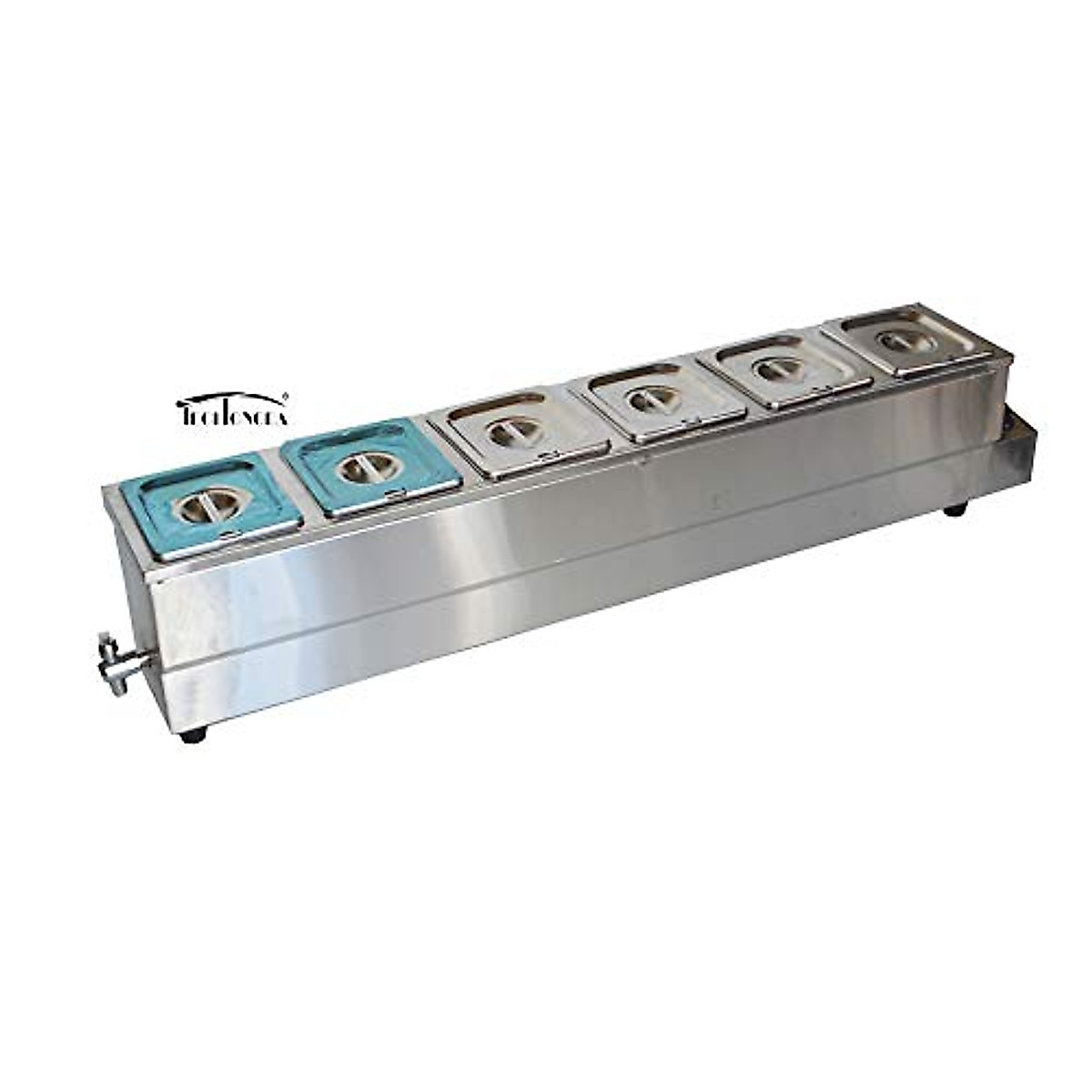 TECHTONGDA Food Soup Warmer Bain Marie Steam Table Commercial Canteen Buffet Heater Stove 7x6.5x6inch Pan 6 Pan
