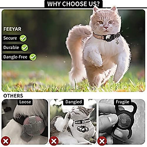 FEEYAR AirTag Cat Collar,Integrated Kitten Collar with Apple AirTag Holder, Reflective GPS Cat Collar with Bell[Orange], Lightweight Tracker Cat Collars for Girl Boy Cats, Kittens and Puppies