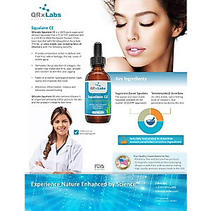 Pure Plant-Based Squalane Oil Boosted with Most Advanced & Stable Vitamin C - Organic ECOCERT / USDA Certified Squalane Derived from Sugarcane - Best Moisturizer For Face, Body & Skin - 1 oz / 30 ml