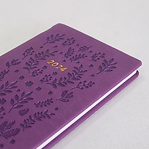 Letts of London Woodland Weekly Planner, 12 Months, January to December, 2024, Pocket Size, 5.875" x 3.125", Multilingual, Purple (C082175-24)