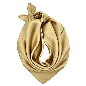 YOUR SMILE Silk feeling Pure Color Scarf Women’s Fashion Pattern Large Square Satin Headscarf Headdress 24''x24'',Gold