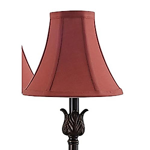 Catalina Lighting 25.75" Brenda Bronze Set of 2 Buffet Table Lamps with Burgundy Fabric Bell Shades, Bronze