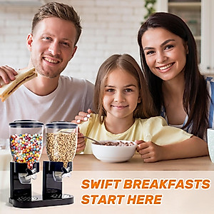 Meegoo Cereal Dispenser Countertop, 2 Pack 2L Large Capacity Cereal Container Airtight, Rotating Dry Food Dispenser for Small Size Nut, Candy, Beans, Rice, Pantry Kitchen Organizer to Keep Tidy.