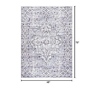 JONATHAN Y WSH102A-4 Didim Boho Gray Medallion Machine Washable Indoor Bohemian Transitional Area Rug,High Traffic,Kitchen,Living Room,Backyard,Non Shedding,4 X 6,Gray/Purple