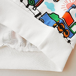 Bumeex Kids Toddler Boy Sweatshirt Hoodie Clothes Fall Winter Crewneck Long Sleeve Shirt Top Sweater Clothing Outfit White Train Boden 5t