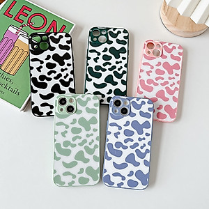 DEFBSC Case for iPhone 13,Fashion Cute Milk Cow Print Phone Case,Ultra Slim Soft TPU Bumper Shockproof Protective Case for iPhone 13 - Purple