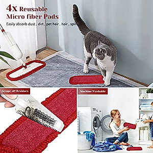 Nofaner Spray Mop, Mops for Floor Cleaning Kitchen Dry Wet Flat Mop with 22 Oz Refillable Bottle 4 Washable Pads 1 Slicker Scraper for Wood Laminate Vinyl Ceramic Hardwood Tiles