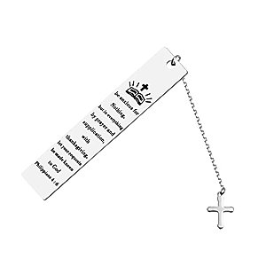 Gzrlyf Be Anxious for Nothing Bookmark Philippians 4:6 Bookmark Metal Bible Verse Bookmarks Christian Gifts for Book Lover (Philippians 4: 6 Bookmark)