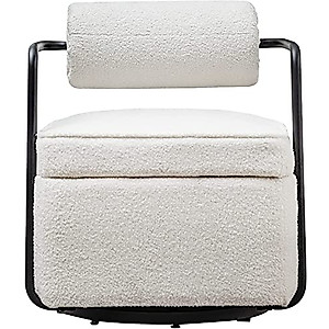 Alunaune Upholstered Sherpa Swivel Storage Living Room Chairs Set of 2, Modern Accent Chair Fuzzy Arm Club Chair Couch, Mid Century Single Sofa Guest Reception Lounge Chair Indoor for Bedrooms-White