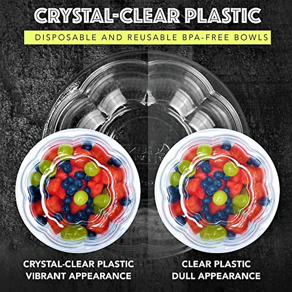 Green Direct 24 oz. Salad Containers with Lids - Pack of 50 | Clear Plastic Salad Bowls for Lunch, Serving, and Mixing