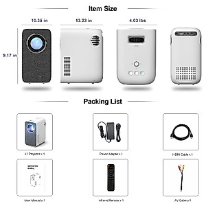 FLZEN 1080P Native Portable WiFi Projector, 4500 Lumens Wireless Home Theater Projector with Screen Mirroring & Casting, Upright Design & Bluetooth Speaker Mode