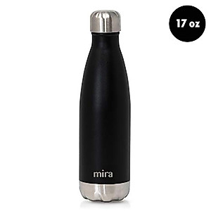 MIRA 17 Oz Stainless Steel Vacuum Insulated Water Bottle - Double Walled Cola Shape Thermos - 24 Hours Cold, 12 Hours Hot - Reusable Metal Water Bottle - Leak-Proof Sports Flask - Matte Black