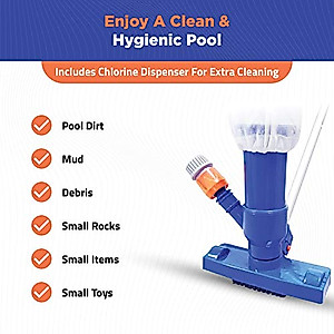 Zepluxe Hand Held Portable Vacuum Pool Cleaner for Above Ground Pools- Ideal for Above Ground Home Pools, Swimming Pools- Automatic Jet Pool Cleaner with Telescopic Pole