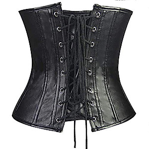 SHAPERX Womens Steampunk Gothic Steel Boned Underbust Waist Training Corsets,SZ1866-Black-S
