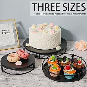 saiguomi 3Pcs Cake Stand, Black Round Metal Cake Stands 8/10/12Inch Dessert Display Stand Cupcake Stand Candy Display Plate for Dessert Table Wedding Event Birthday Anniversary Party
